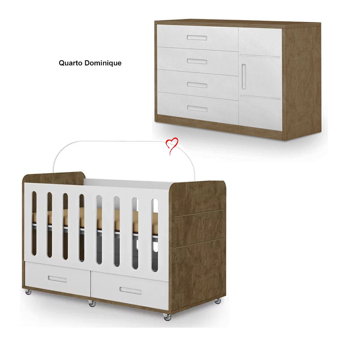 Quarto bebê com Berço e Cômoda Sap. Dominique Planet Baby AM ...