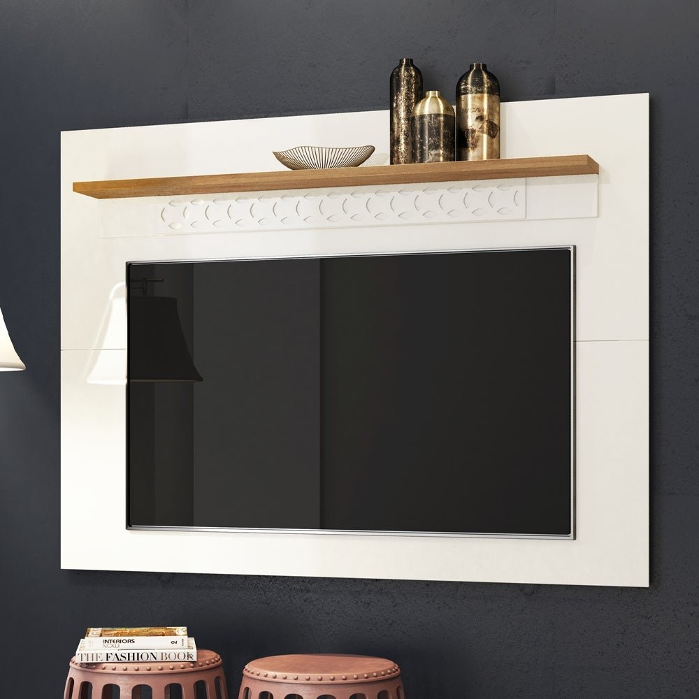 Painel para TV Peter Off White Coral | MadeiraMadeira