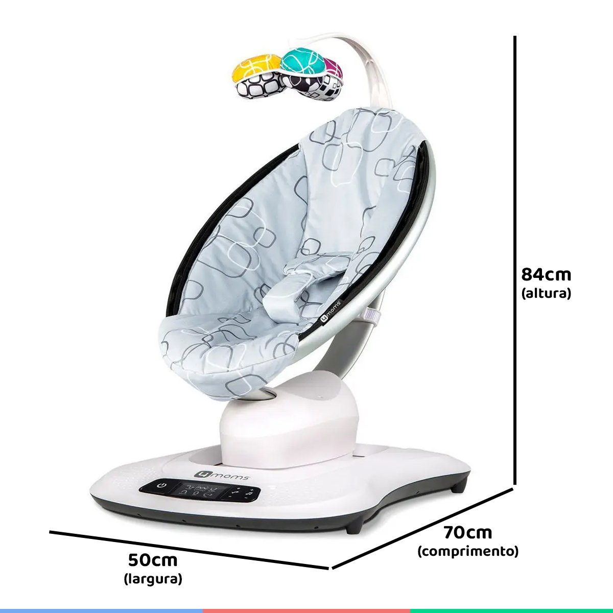 Cadeira Descanso Do Bebê Até 9Kg Reclinável e Musical Com 5 Movimentos Mamaroo4 4Moms - Silver ...