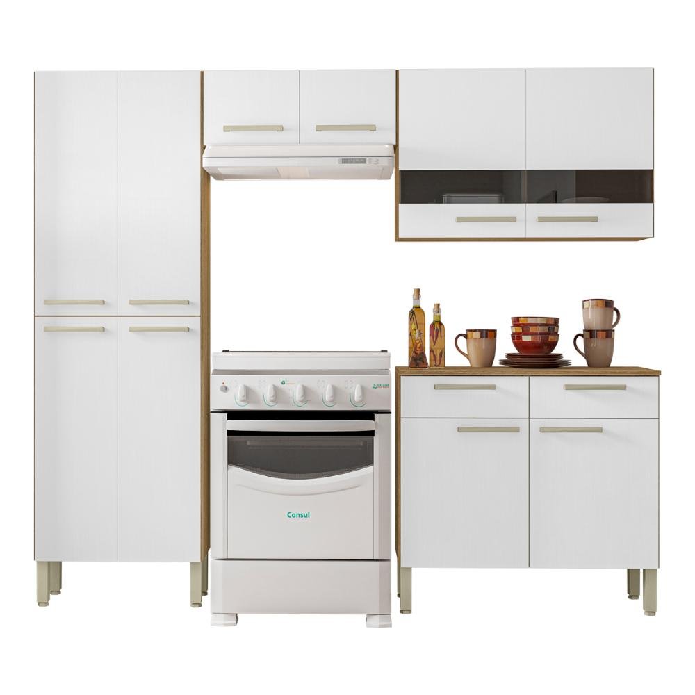 Cozinha Completa Compacta 10 Portas e 2 Gavetas Freijó Supremo Nala ...