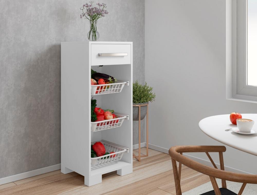 Fruteira Balcão Multiuso 1 Gaveta Branco Gana Casa Moderna Branco ...