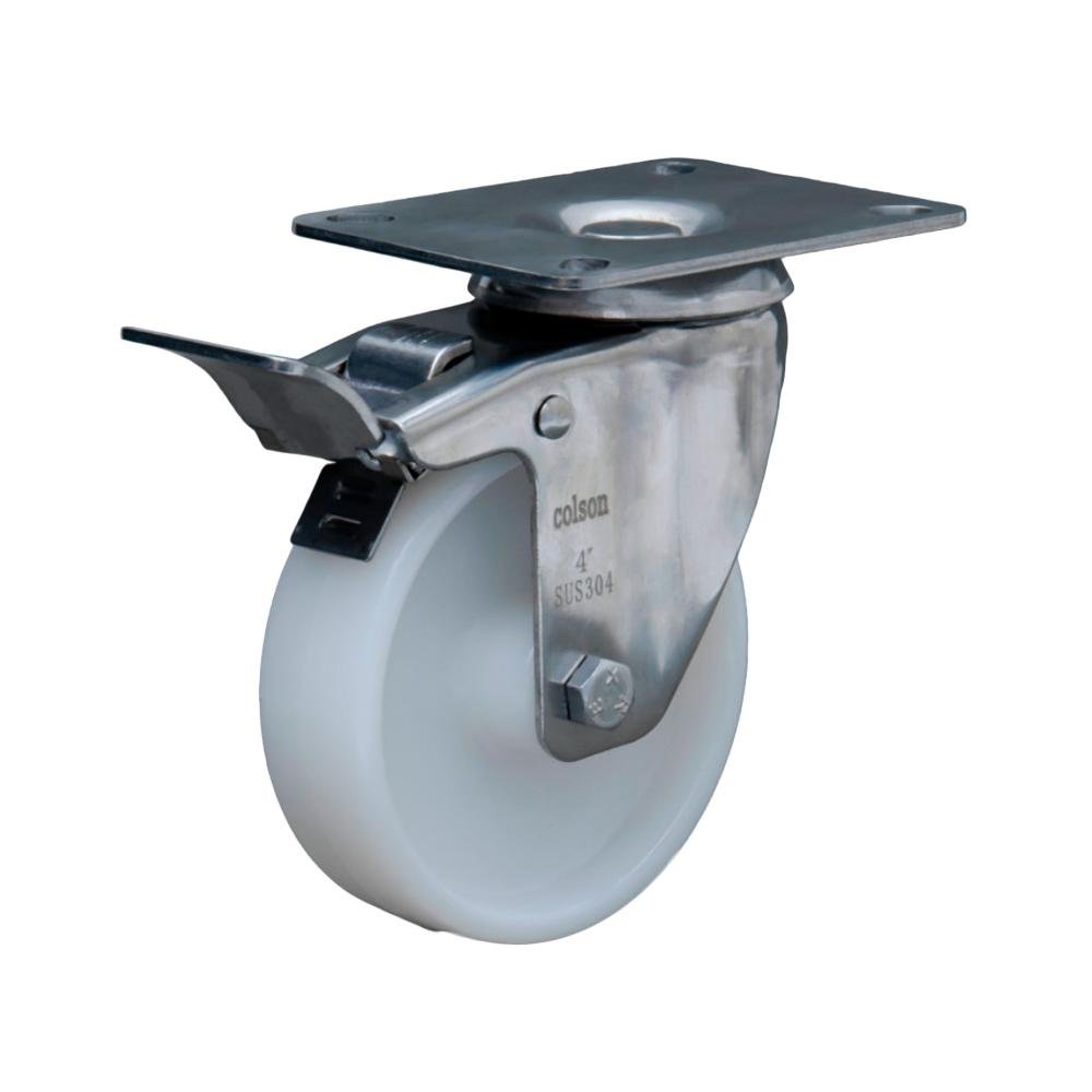 Rodizio Giratório Inox 4'' com Freio e Roda em Nylon Capacidade até ...