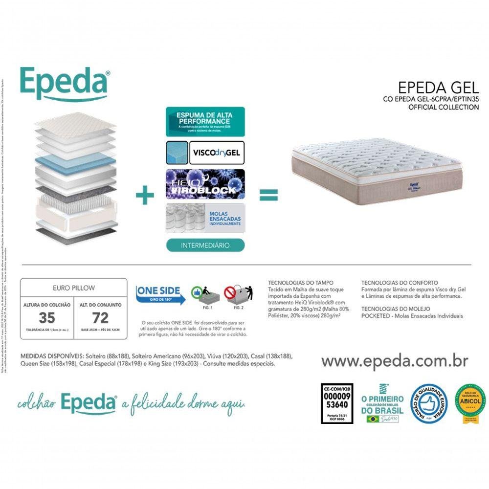 Colchão Queen EPEDA Epeda Gel Heiq Viroblock (158 X 198 X 35 ...