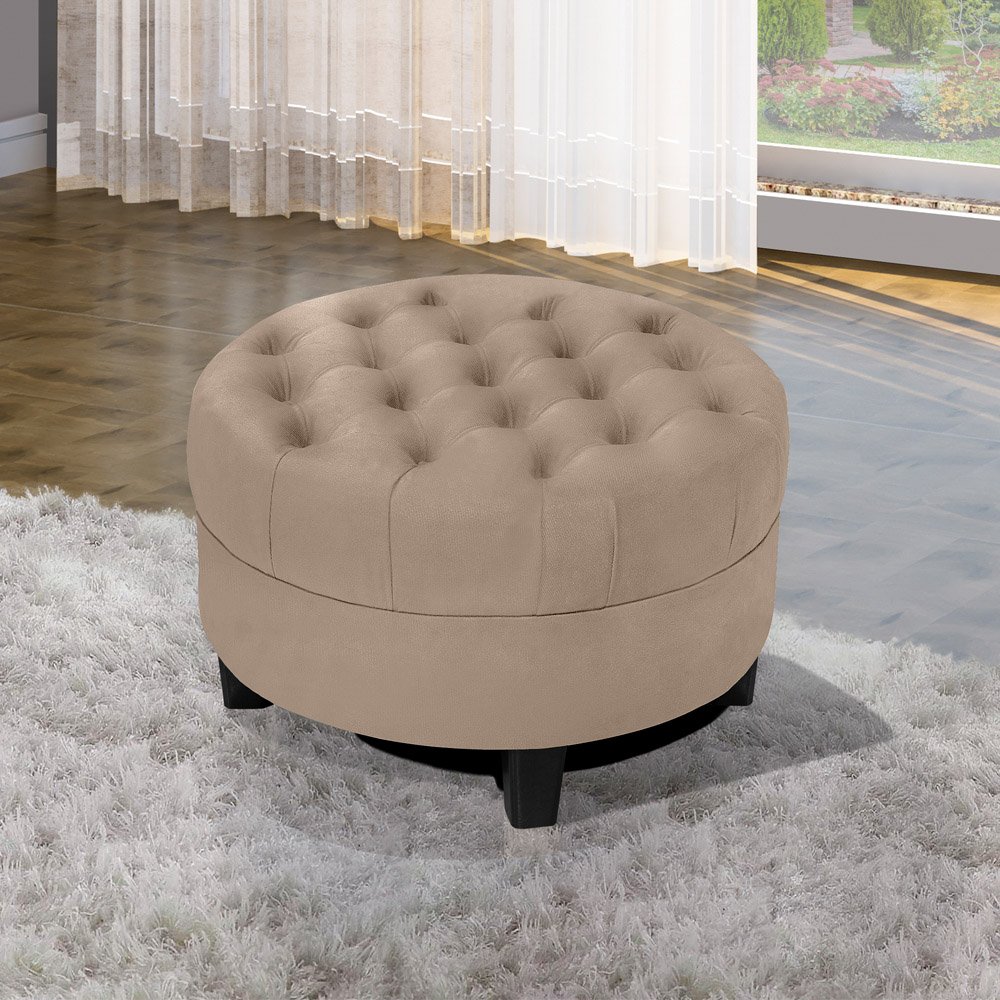 Puff Redondo Decorativo Capitonê Amsterdã Várias Cores - LH Móveis ...