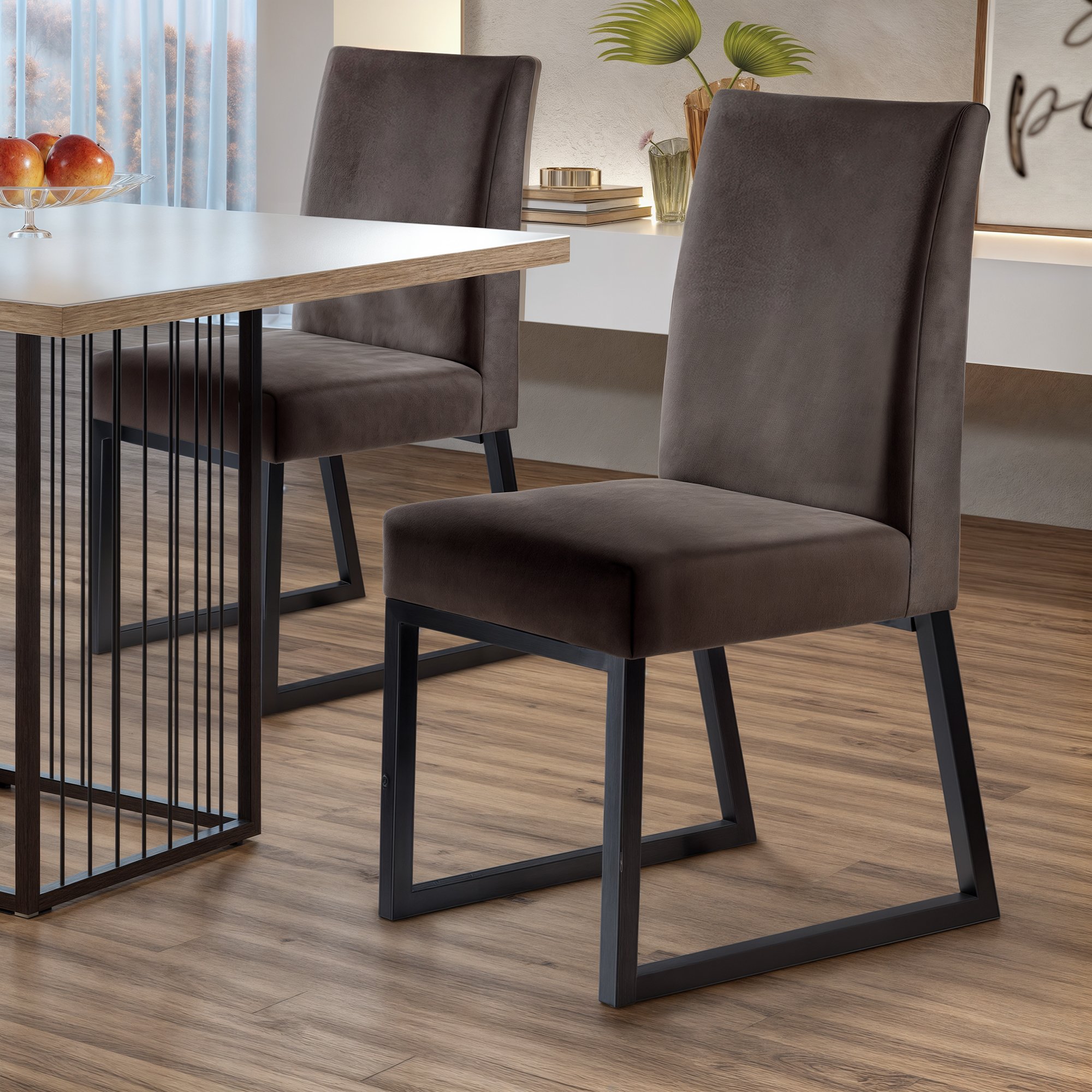 Kit 2 Cadeiras Estofadas Pés Metálicos Hera | MadeiraMadeira