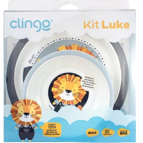 Kit Prato e Tigela Bowl Infantil Bebe Clingo Luke | MadeiraMadeira