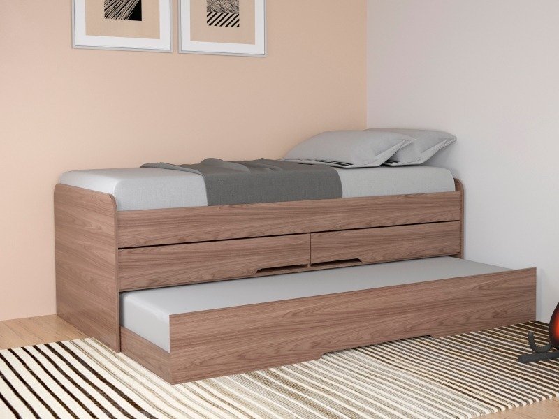 Cama Bicama Solteiro Virgínia com Cama Auxiliar e 2 gavetas - Branca Robel Móveis Cama Bibox ...