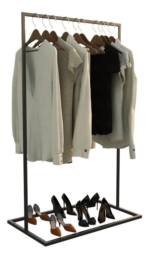 Cabideiro 170cm Expositora Moderna Preto De Qualidade Technox | MadeiraMadeira