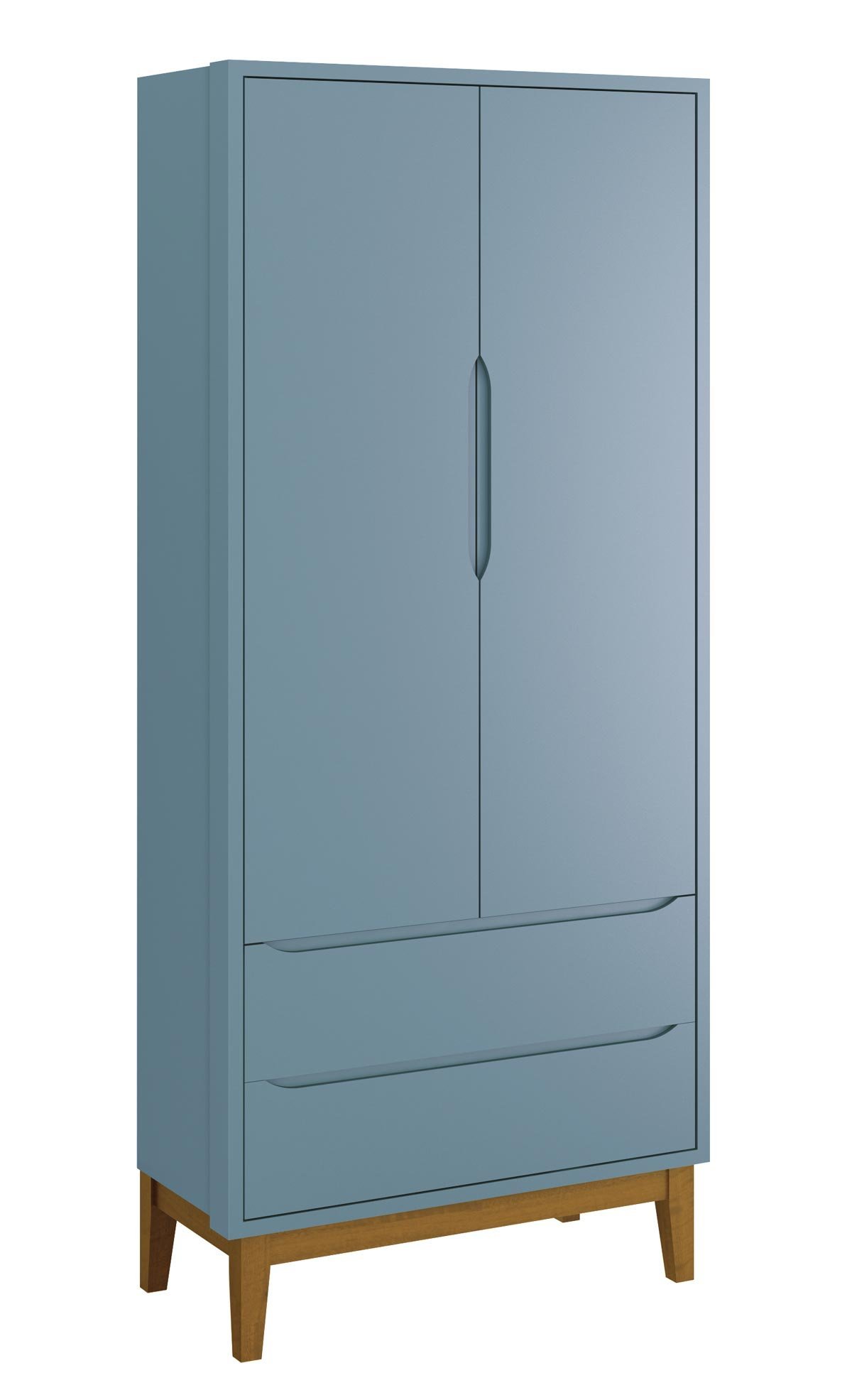 Guarda-Roupa Retrô 2 Portas Classic New Azul Fosco com Madeira ...