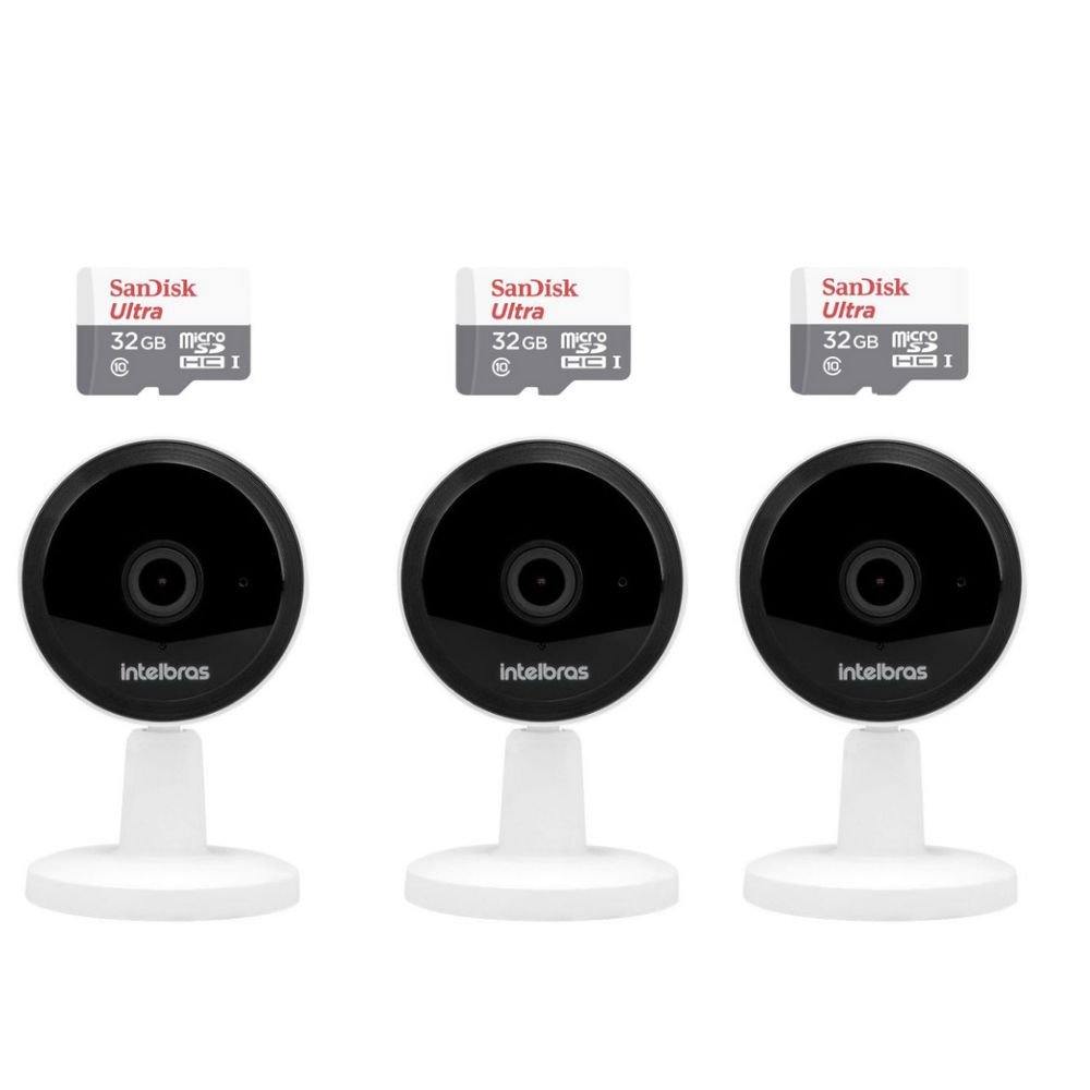 3 Câmeras Wi-fi HD IM1 Intelbras 720p + Micro SD 32GB Ultra ...