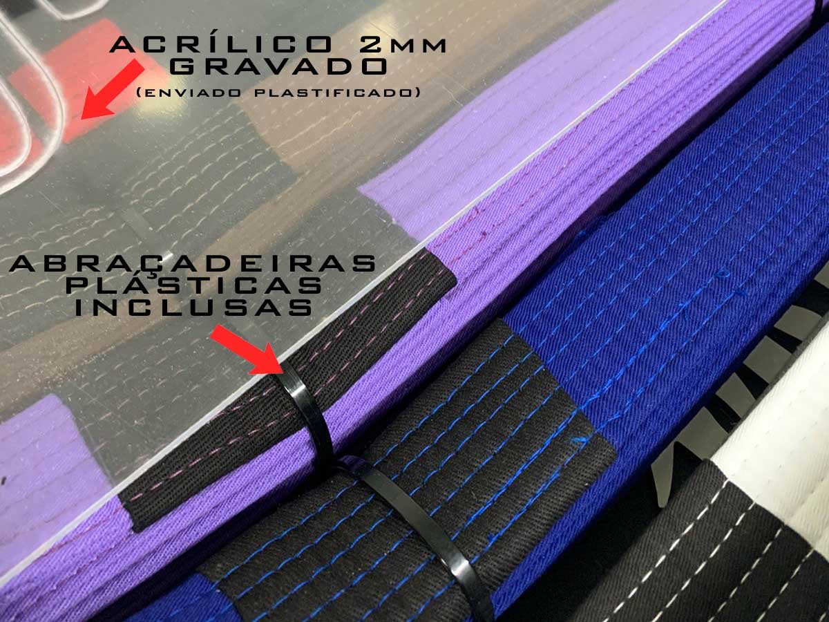 Porta Faixas Jiu Jitsu Quadro De Parede P/ Certificado 1391 ...