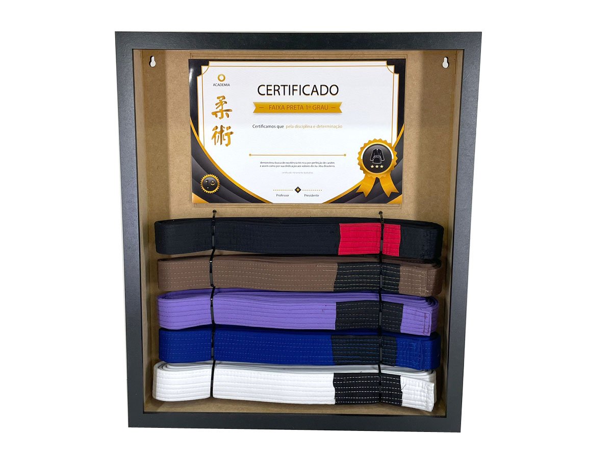 Porta Faixas Jiu Jitsu Quadro De Parede P/ Certificado 1391 ...