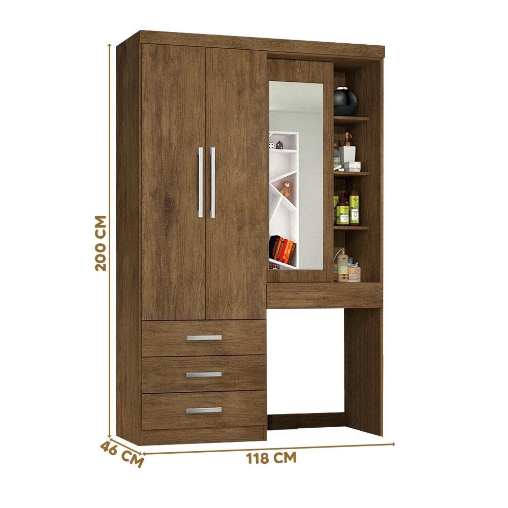 Guarda-Roupa Solteiro com Penteadeira Cancun Jequitibá J&A | MadeiraMadeira