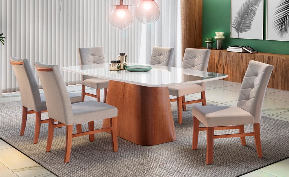 Mesa de Jantar 6 Lugares Tampo Branco 2m - Meydan | MadeiraMadeira Mesa de Jantar 6 Lugares Tampo Branco 2m - Meydan | MadeiraMadeira