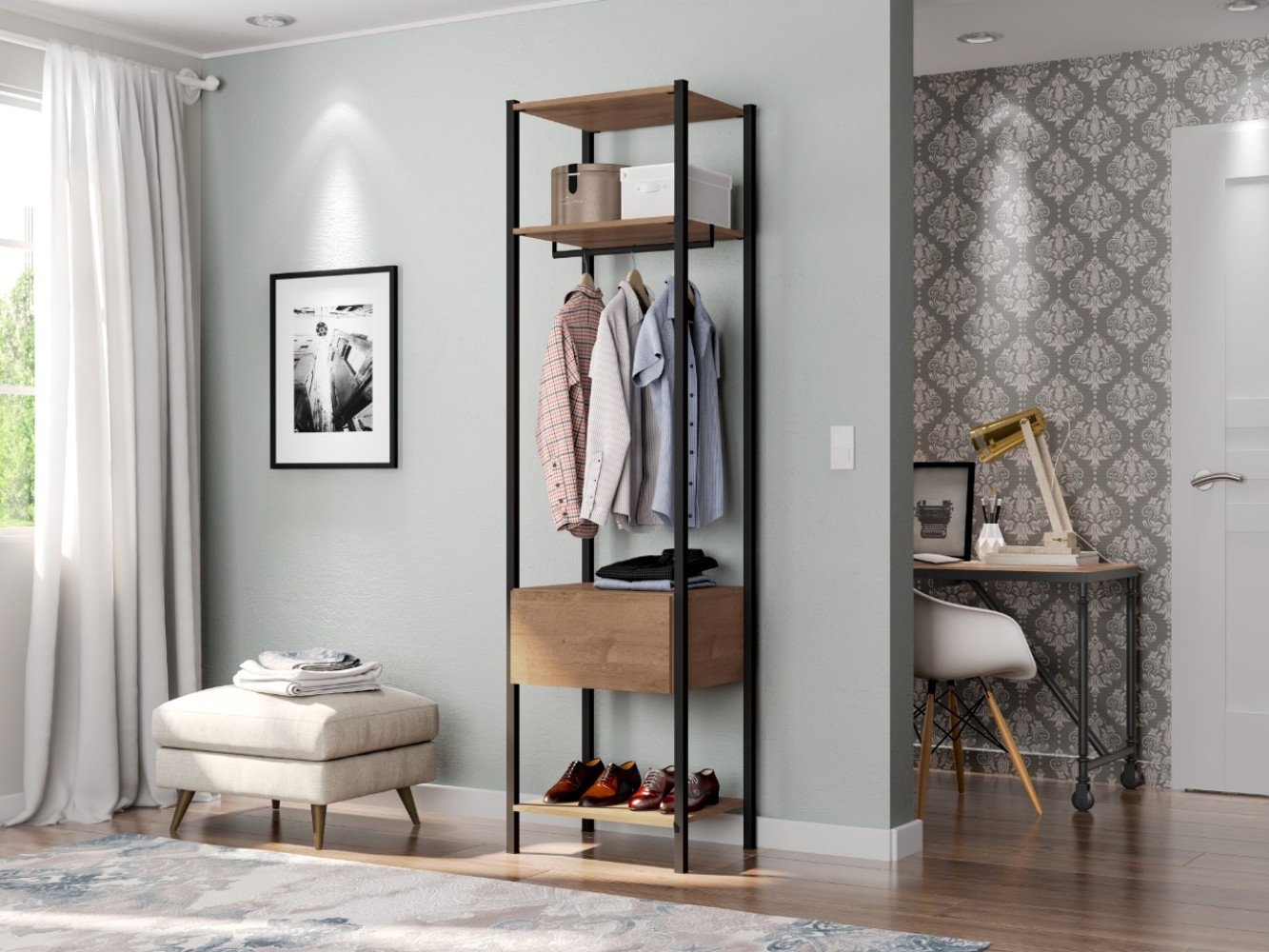 Guarda-Roupa Industrial Mayra Modular Preto | MadeiraMadeira