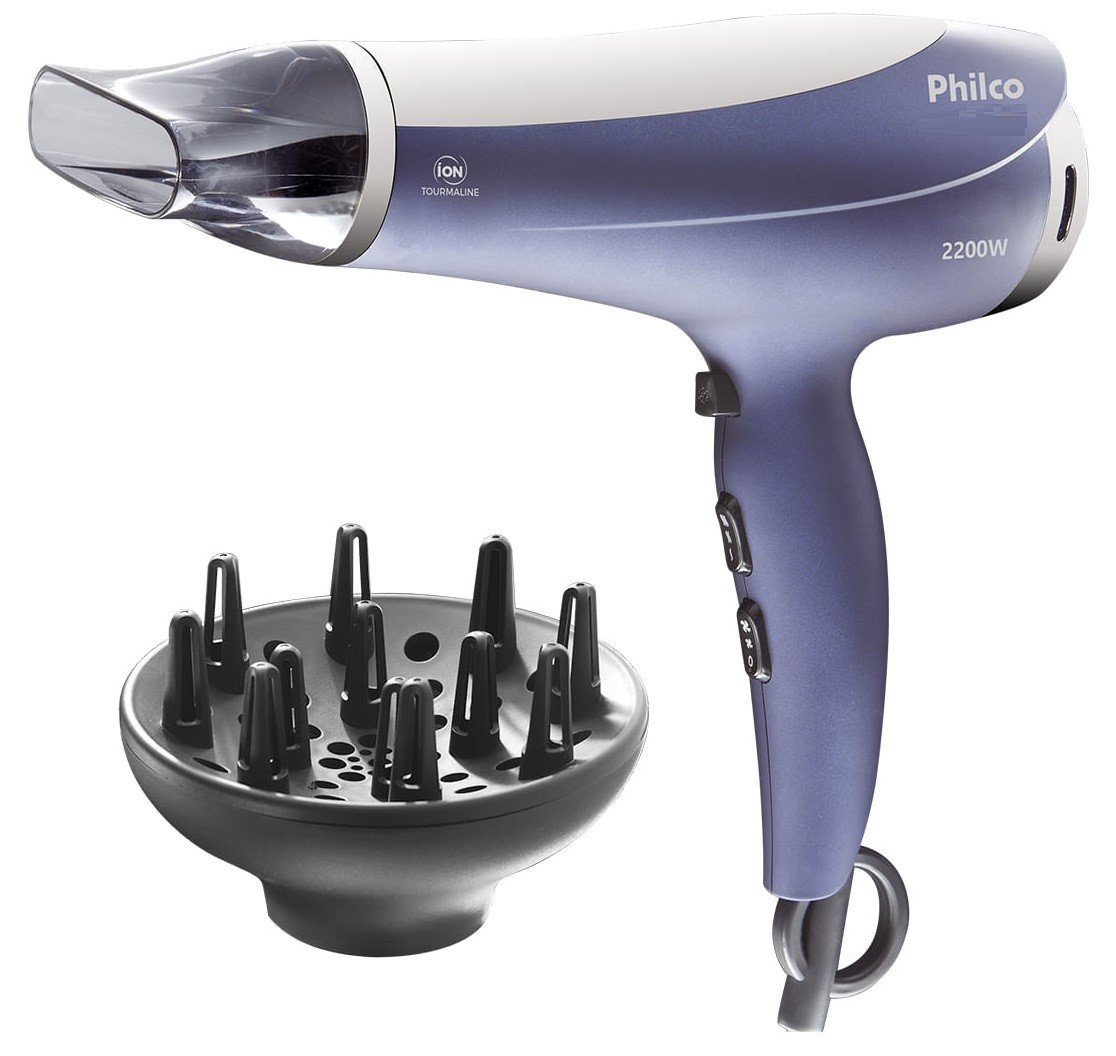 SECADOR DE CABELOS PHILCO 2100W AZUL - 3 TEMPERATURAS - 110V ...