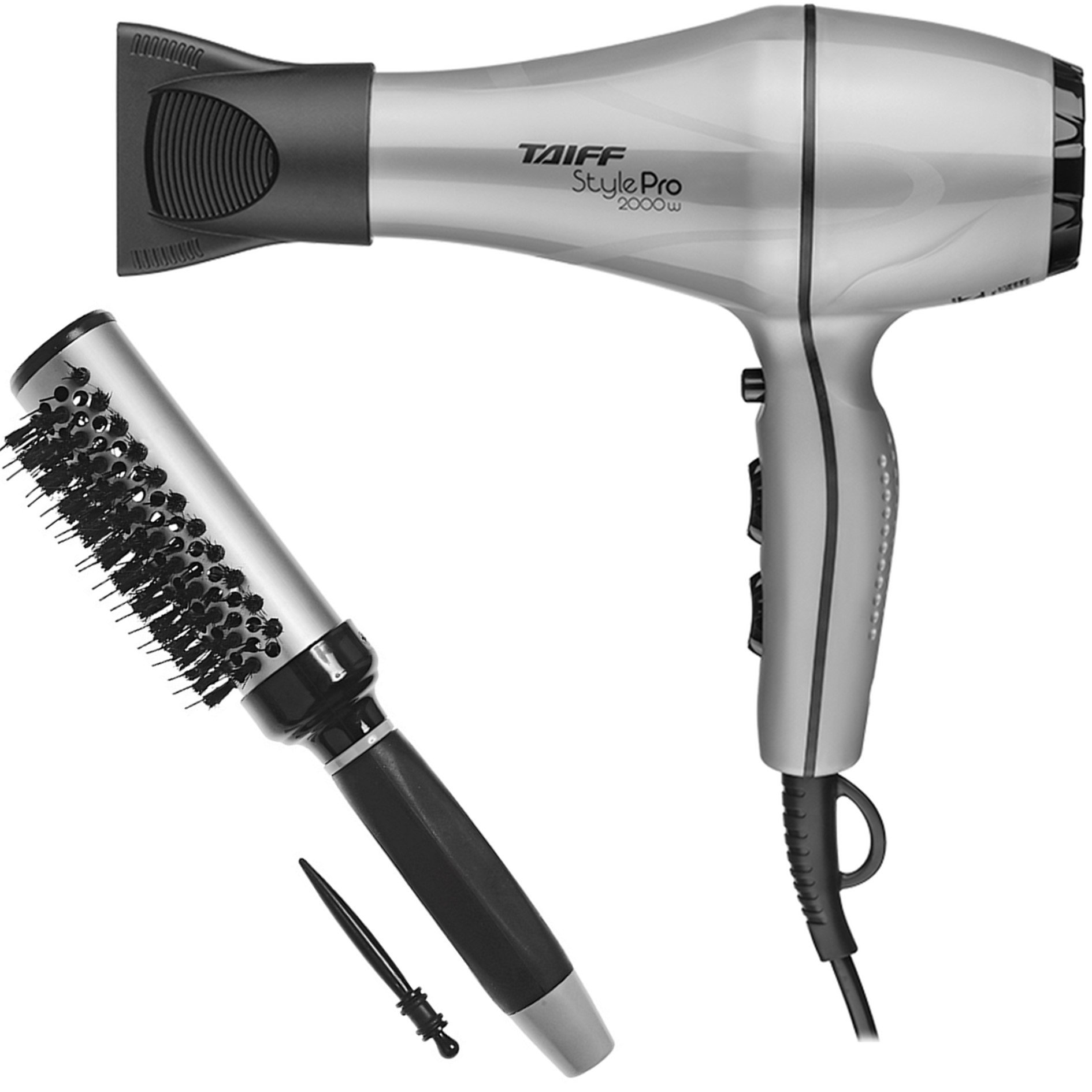 KIT - SECADOR TAIFF STYLE PRATA PRO 2000W 220V + ESCOVA PROART RICCI ...