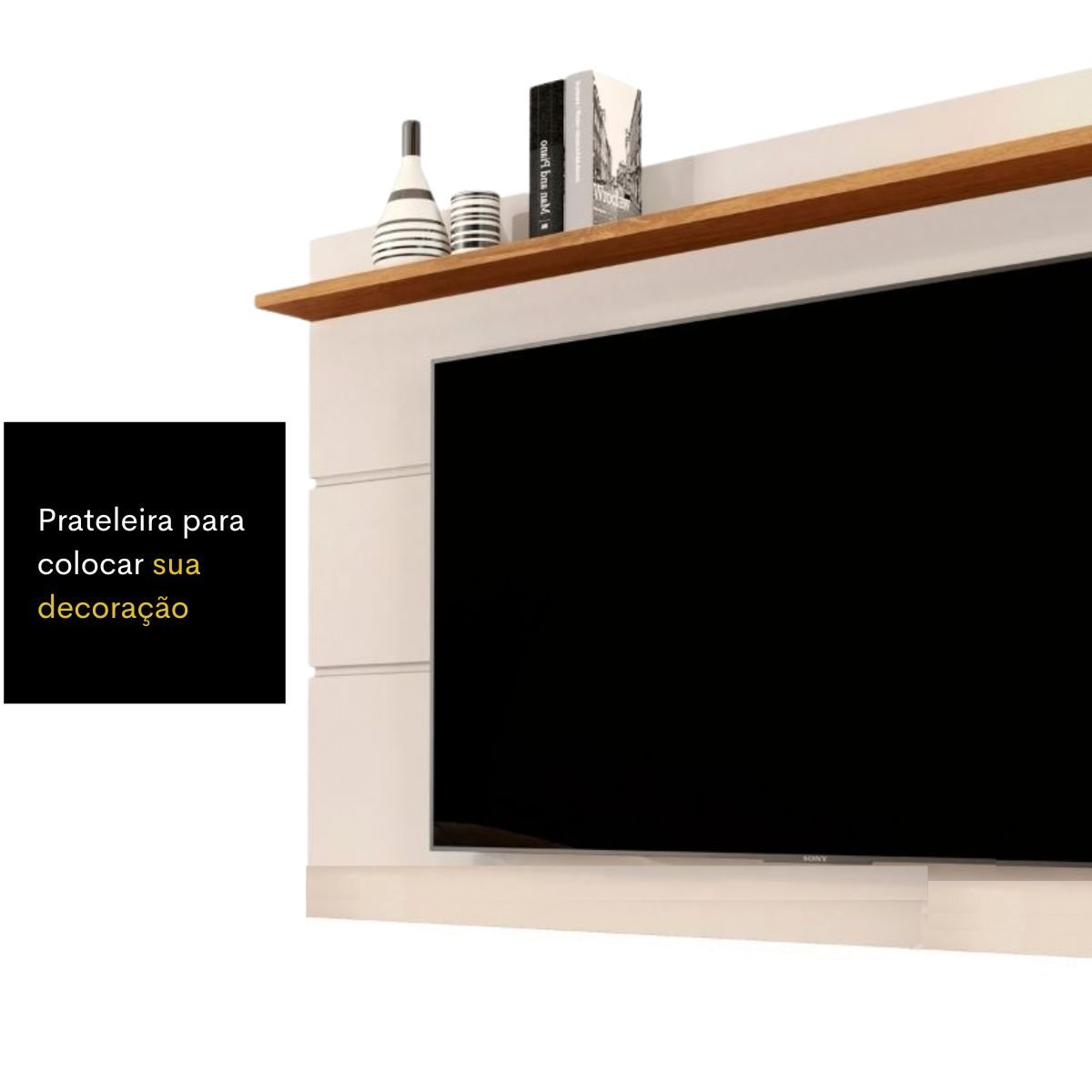 Painel para Televisão até 65 Polegadas - Mod.2008:Off White/Nature ...