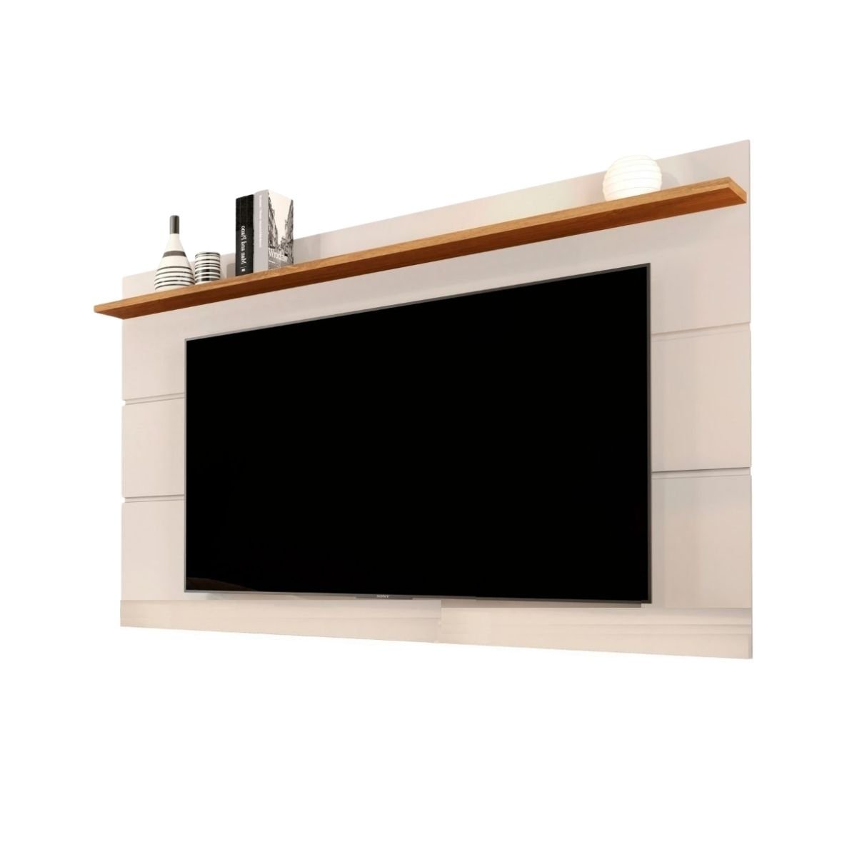 Painel para Televisão até 65 Polegadas - Mod.2008:Off White/Nature ...