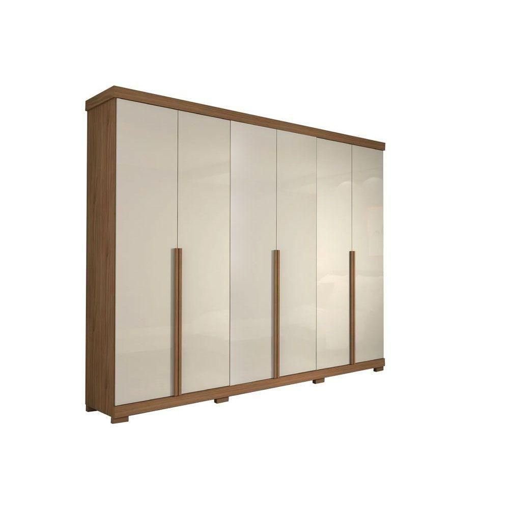 Guarda Roupa Casal 6 Portas e 6 Gavetas com Pés Guarapari Cinamomo/off ...