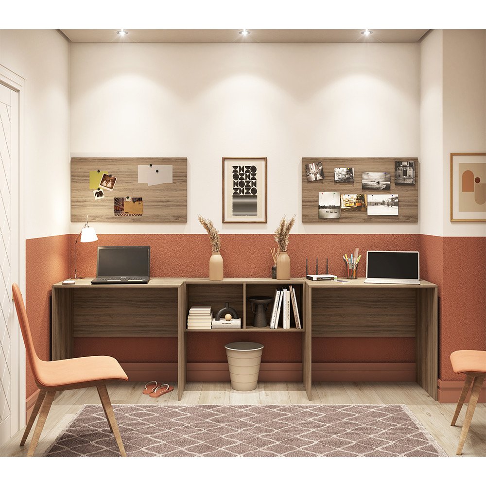 Mesa Escrivaninha Home Office Connect - Vanilla - Escritório - Luciane ...