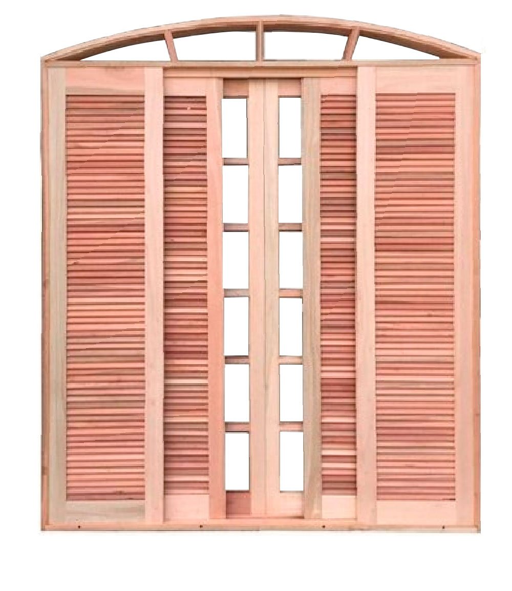 Porta de Correr Veneziana Arco 6 folhas Padrão Curupixá 2,35x 2,40 ...