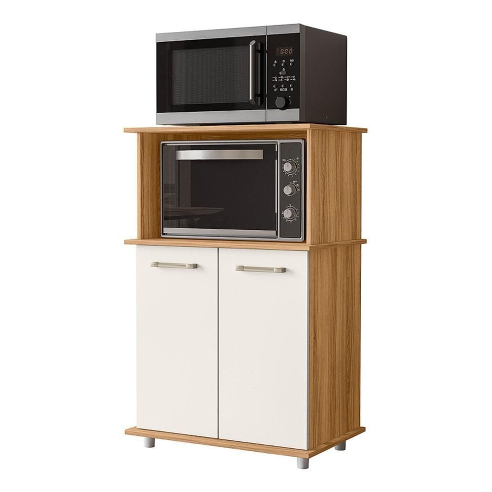 Balcão Multiuso Isis 2 Portas para Forno e Micro-ondas Freijó/off White ...