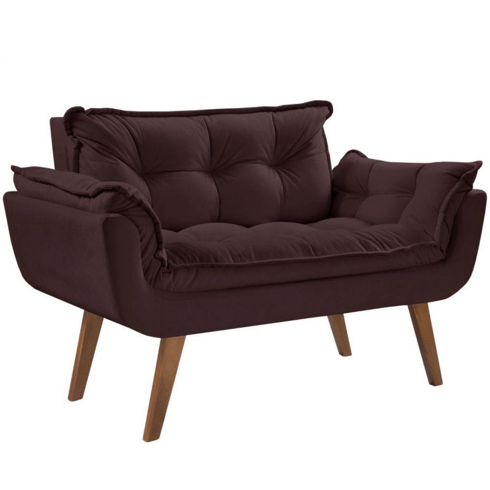 Poltrona Namoradeira Opalla Base Palito marrom | MadeiraMadeira