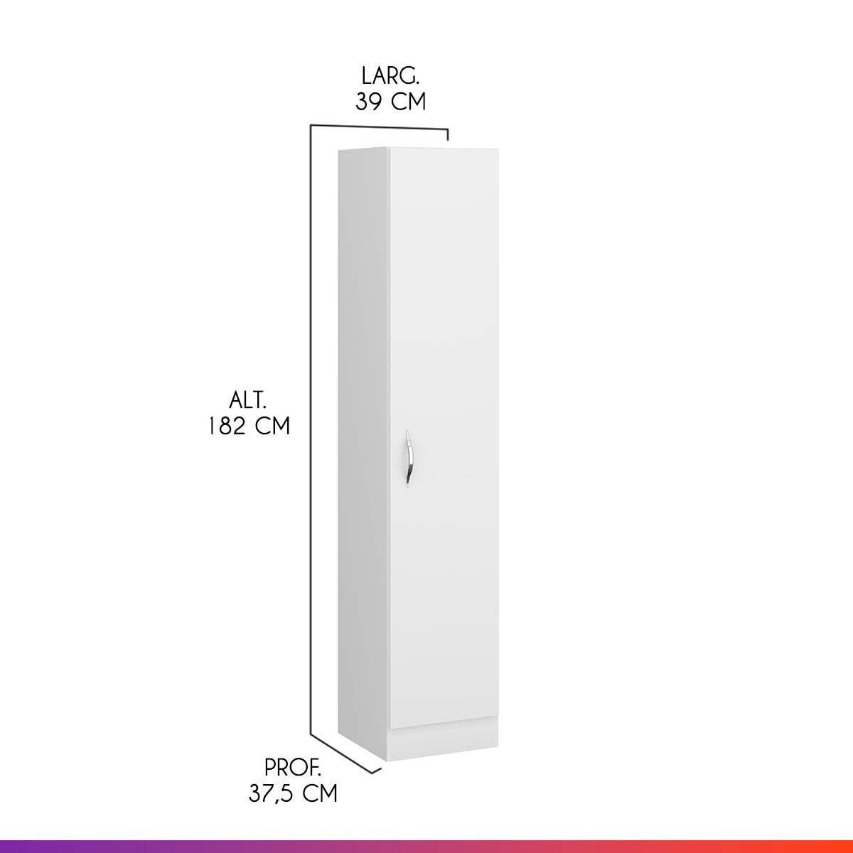 Armário Multiuso com Prateleiras 39x182cm Mdp Branco 0802 Prime ...