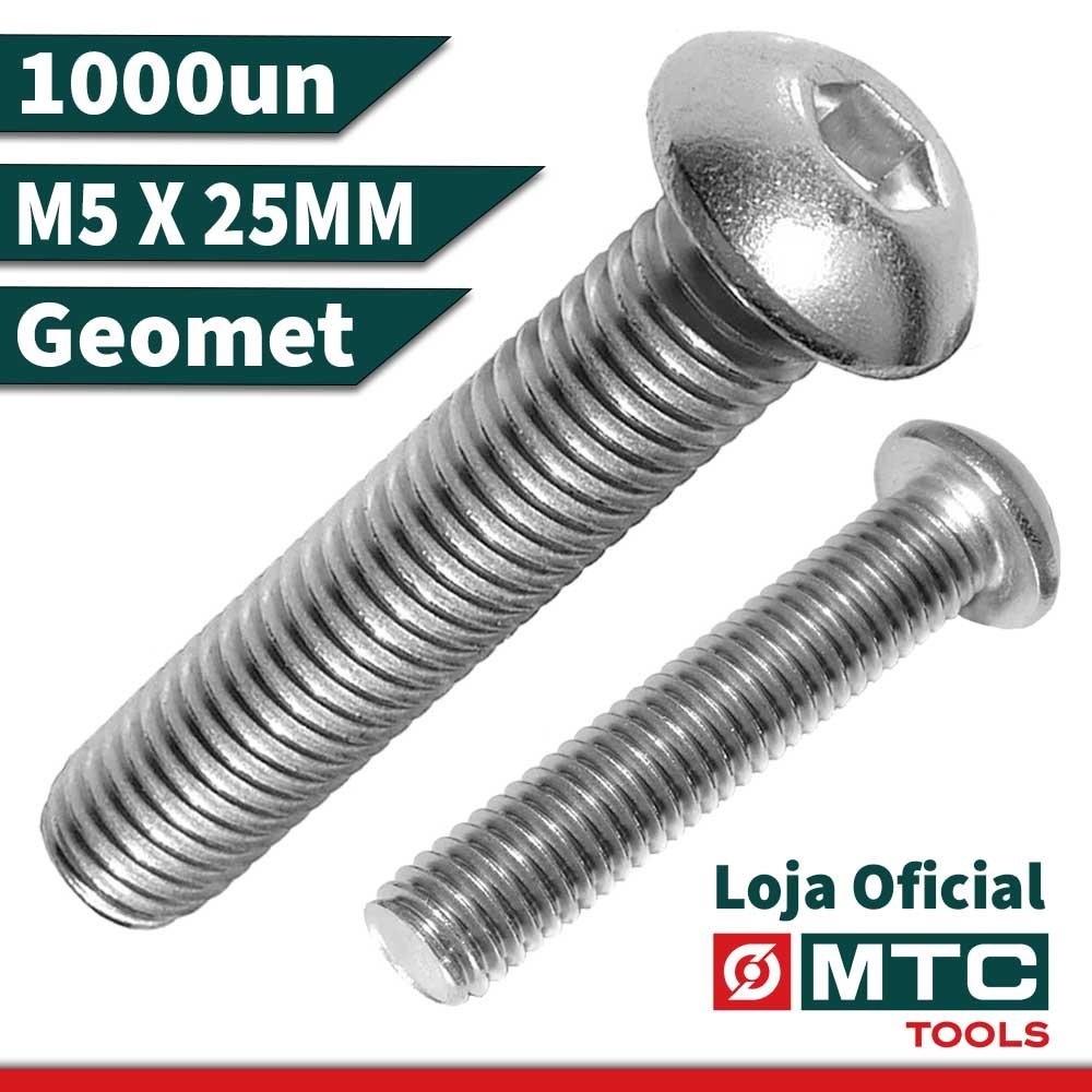 PARAFUSO ALLEN CABEÇA ABAULADA M5 X 25 GEOMET - 1000PÇS | MadeiraMadeira