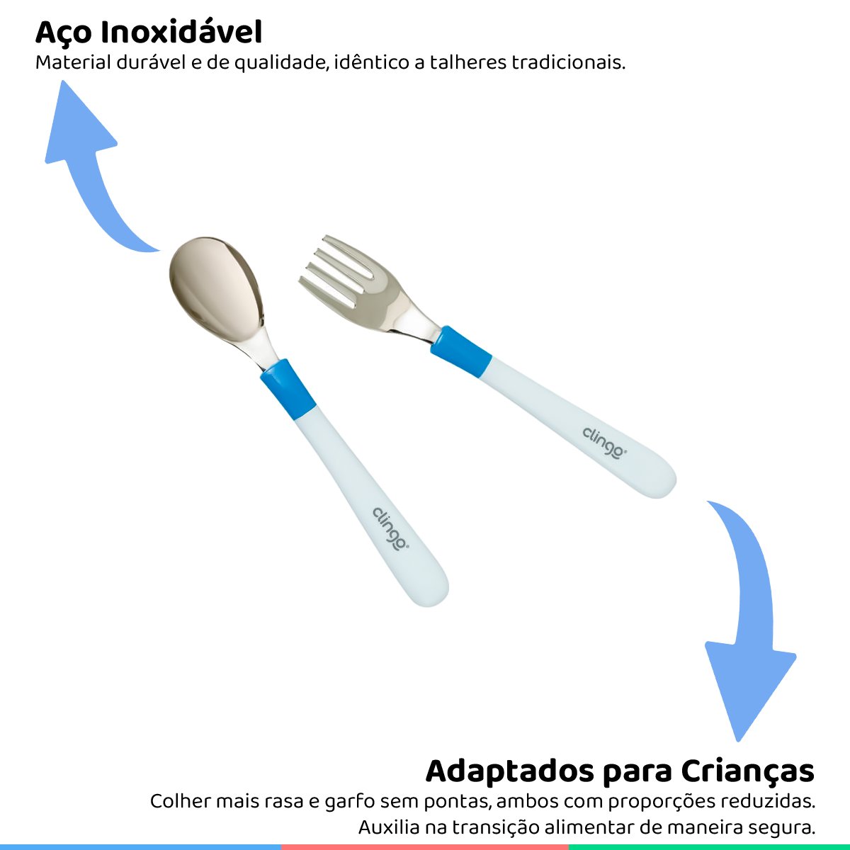 Kit Talheres Para Bebê Infantil Introdução Alimentar Anatômico Aço Inox ...