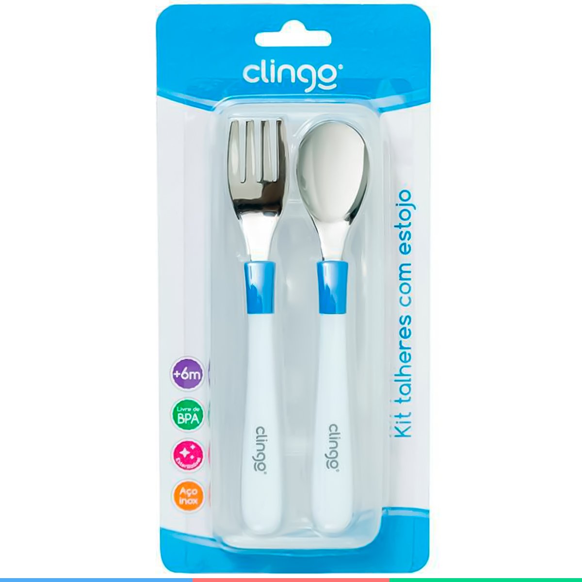 Kit Talheres Para Bebê Infantil Introdução Alimentar Anatômico Aço Inox ...