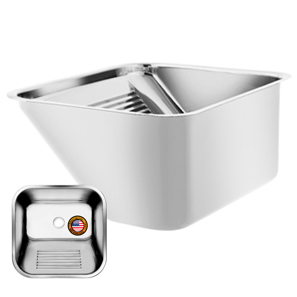 Tanque Inox 40X34 White Pequeno - Sobrepor E Embutir +Válv | MadeiraMadeira