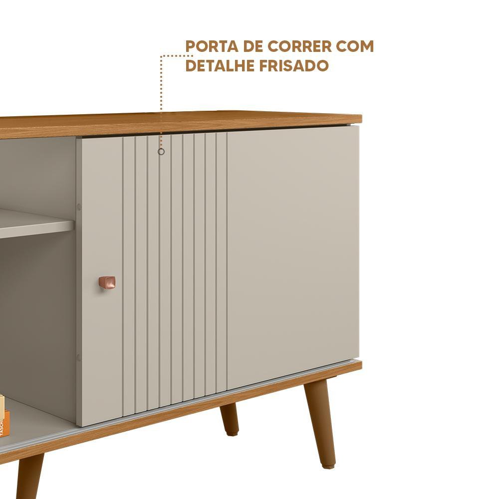 Rack Para Sala TV Até 50 Polegadas Porta De Correr Nature Off White ...