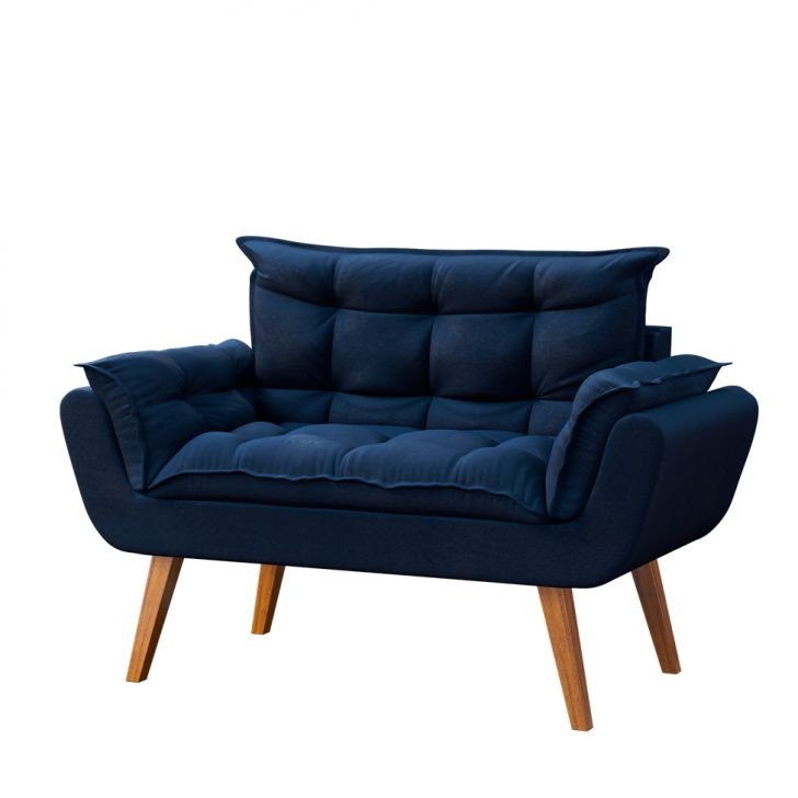 Poltrona Decorativa Opala Namoradeira Sued Azul Marinho - Kimi Design ...