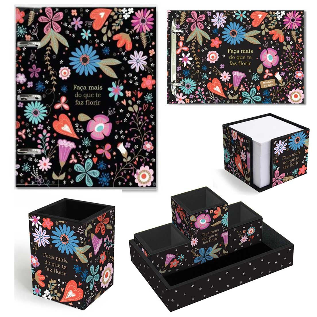 Kit Papelaria Escritório Premium Combo Fiore Vintage Fina Ideia ...