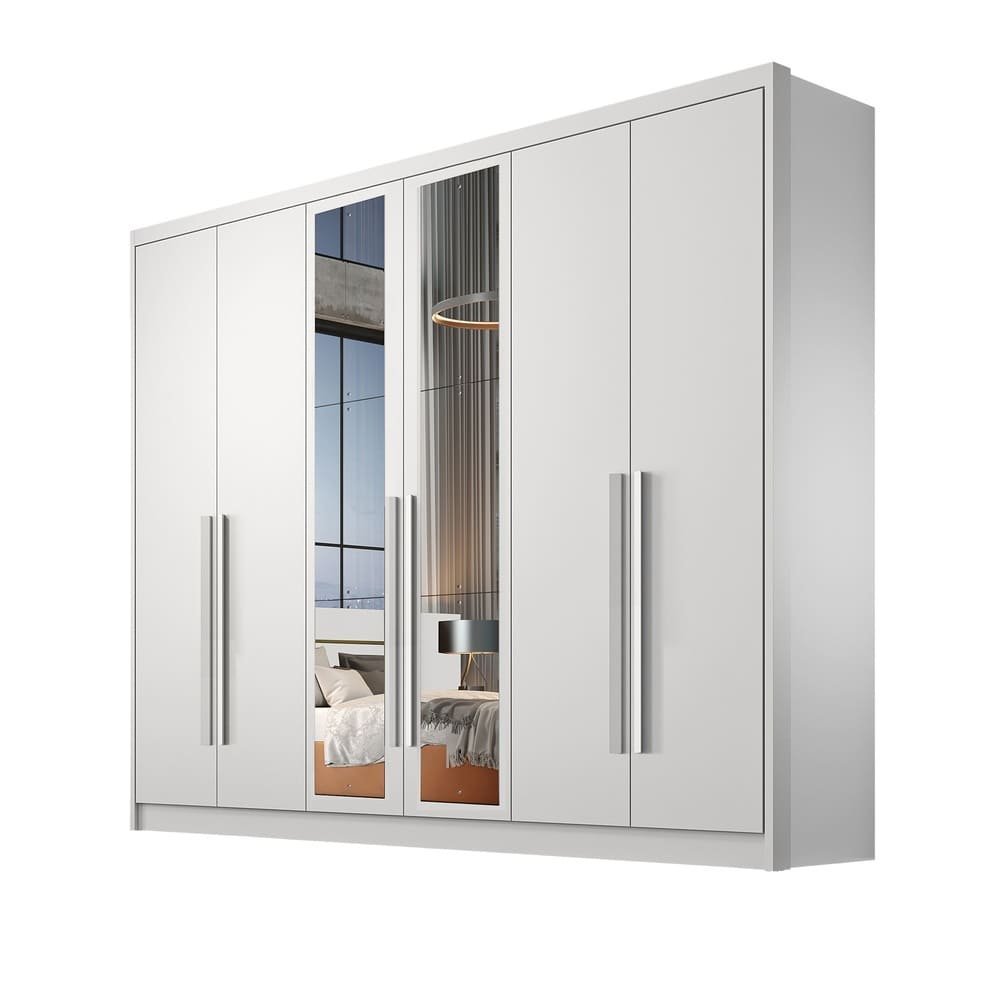 Guarda Roupa 6 Portas 6 Gavetas com Espelho Robust Branco | MadeiraMadeira