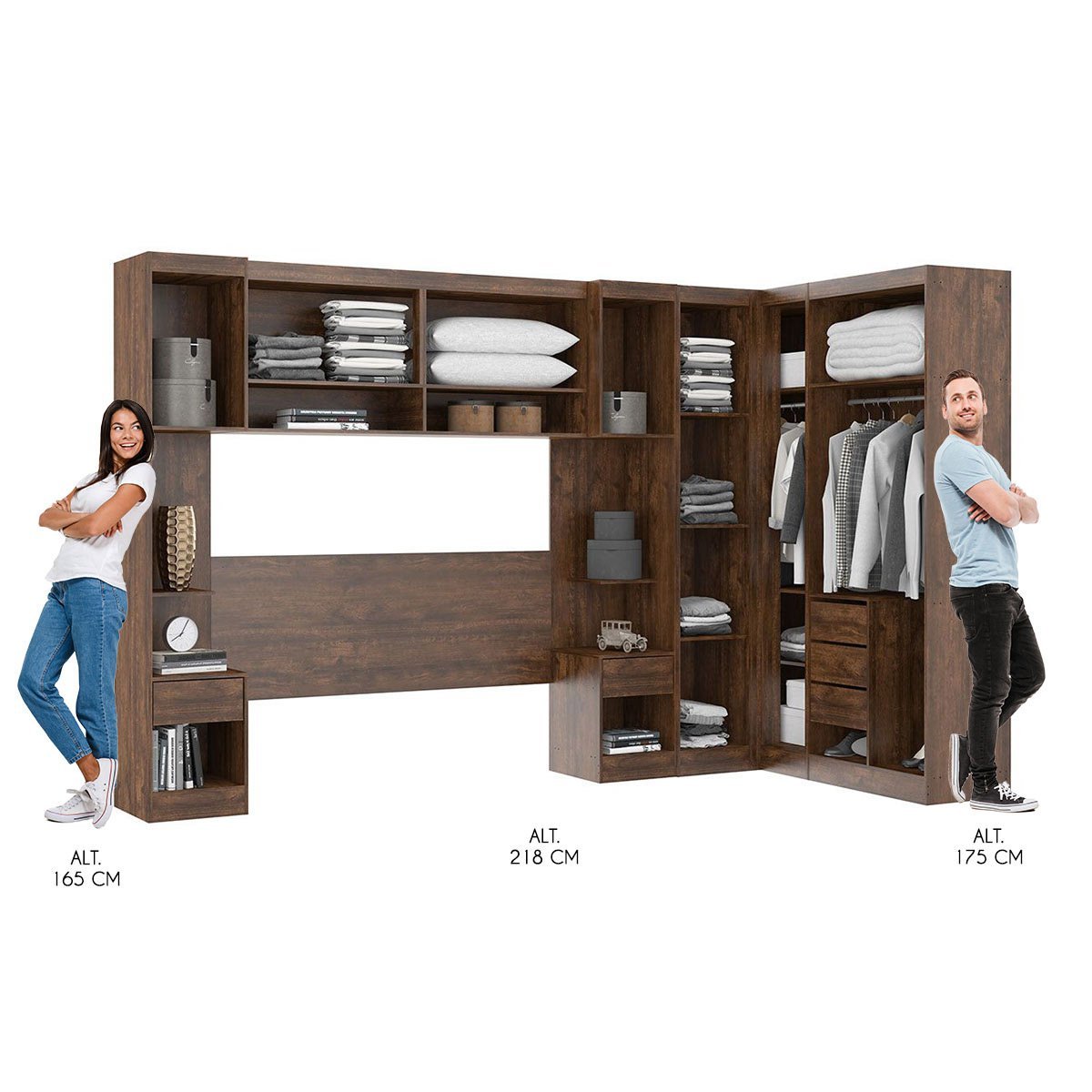 Guarda Roupa de Canto Completo Modulado Selene Quarto Casal 326/160x218 ...