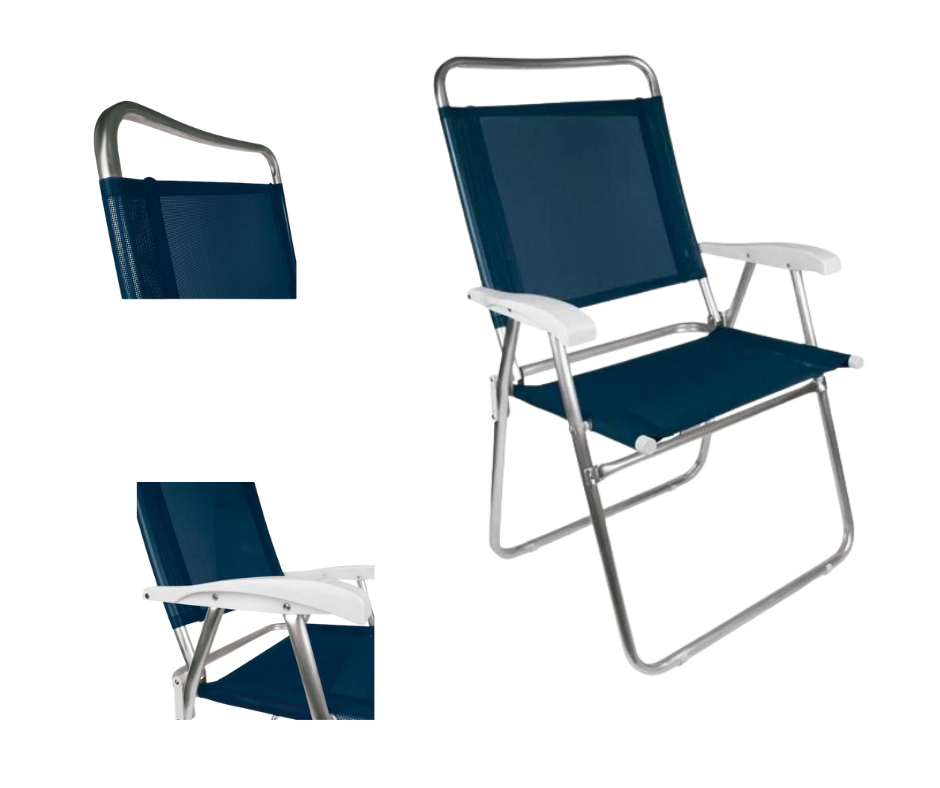 Cadeira Praia Mor Masterplus Azul Alumínio Super Confortável ...