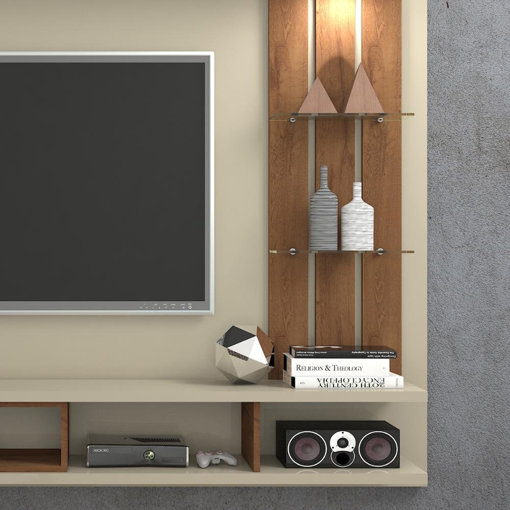 Painel Home para Tv Até 55 Polegadas 180cm com Led Branco Off White ...