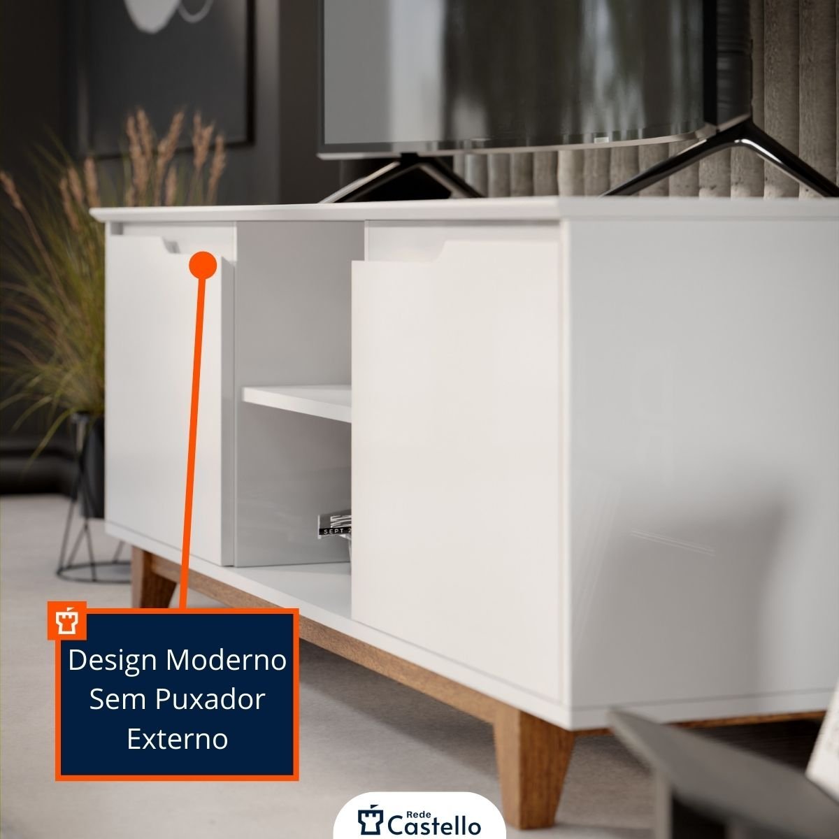 Rack de Televisão até 55 Polegadas 2 Portas Pés em Madeira - Mod.0225 ...