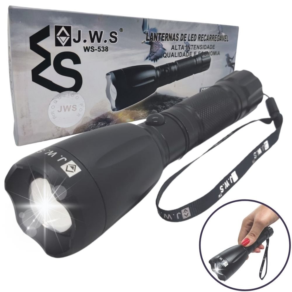 Lanterna de Mão Profissional Recarregável CREE T6 Led Forte JWS Lanterna de Mão Profissional LED ...