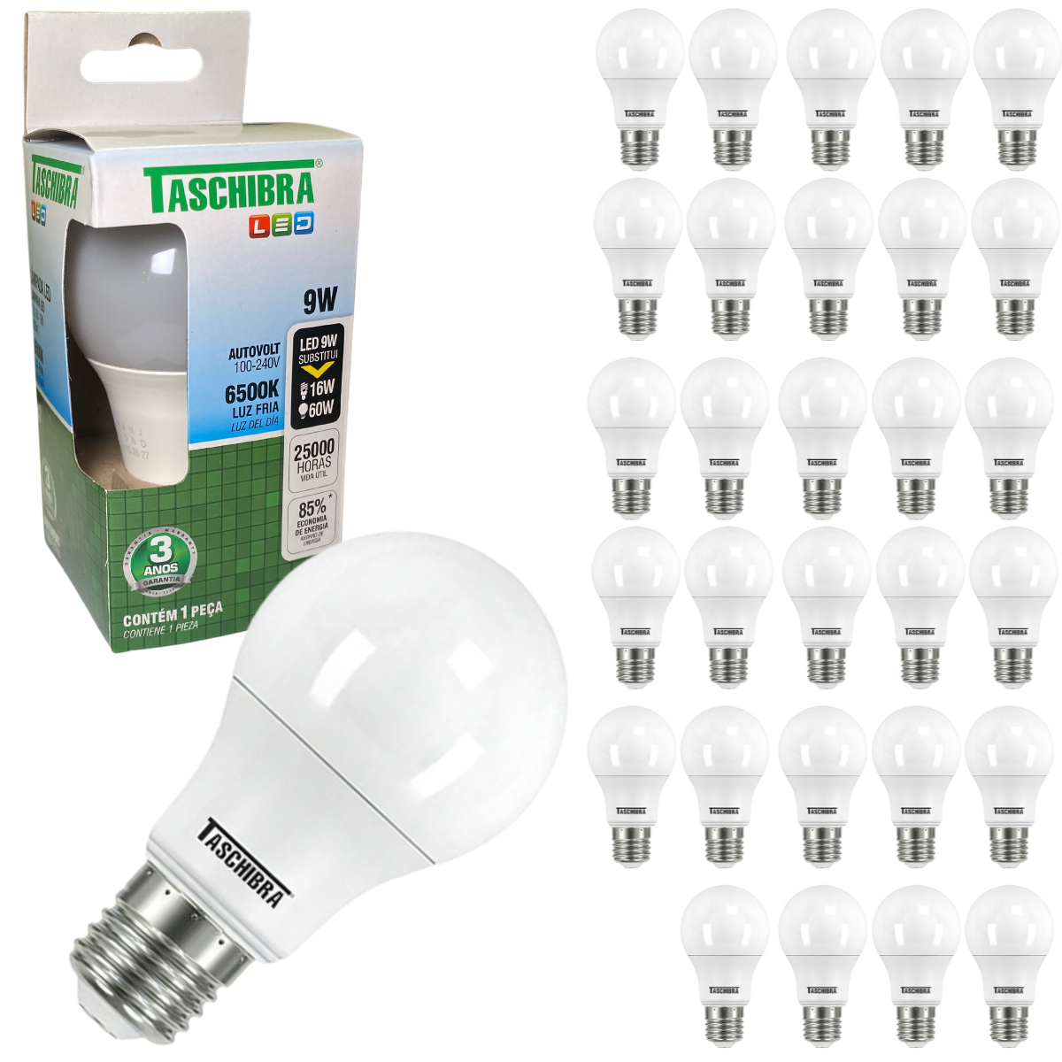 Kit 30 Lampada Bulbo Taschibra Bf E27 9w | MadeiraMadeira