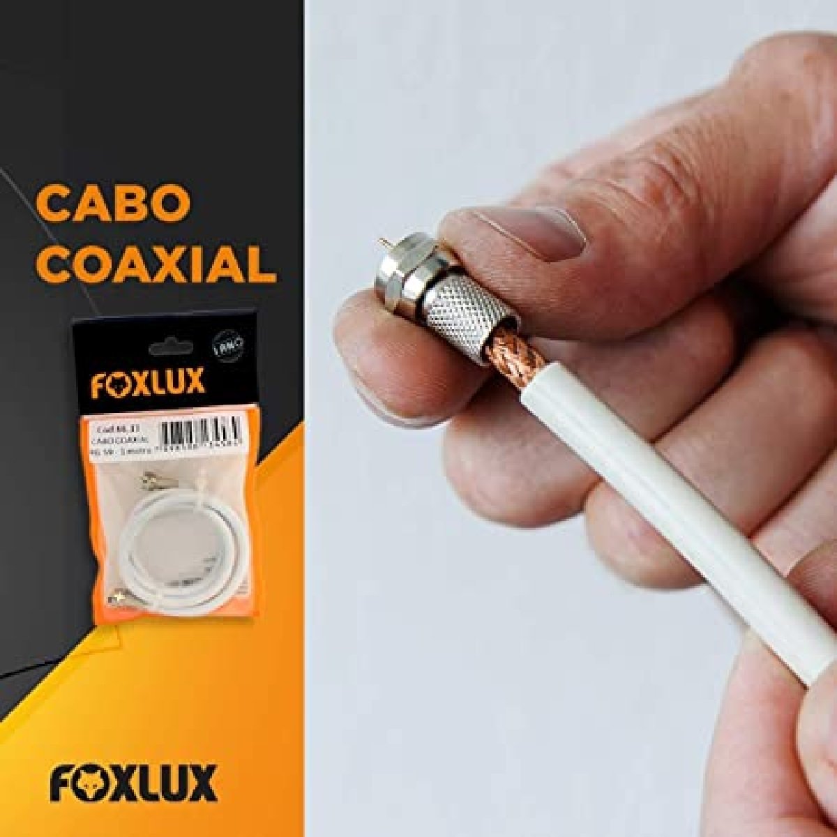 Cabo Coaxial 15M RG 59 67% Foxlux | MadeiraMadeira