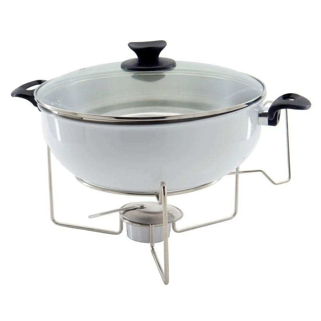 Kit 4 Rechaud Branco A Álcool Com Tampa De Vidro 6,5l | MadeiraMadeira