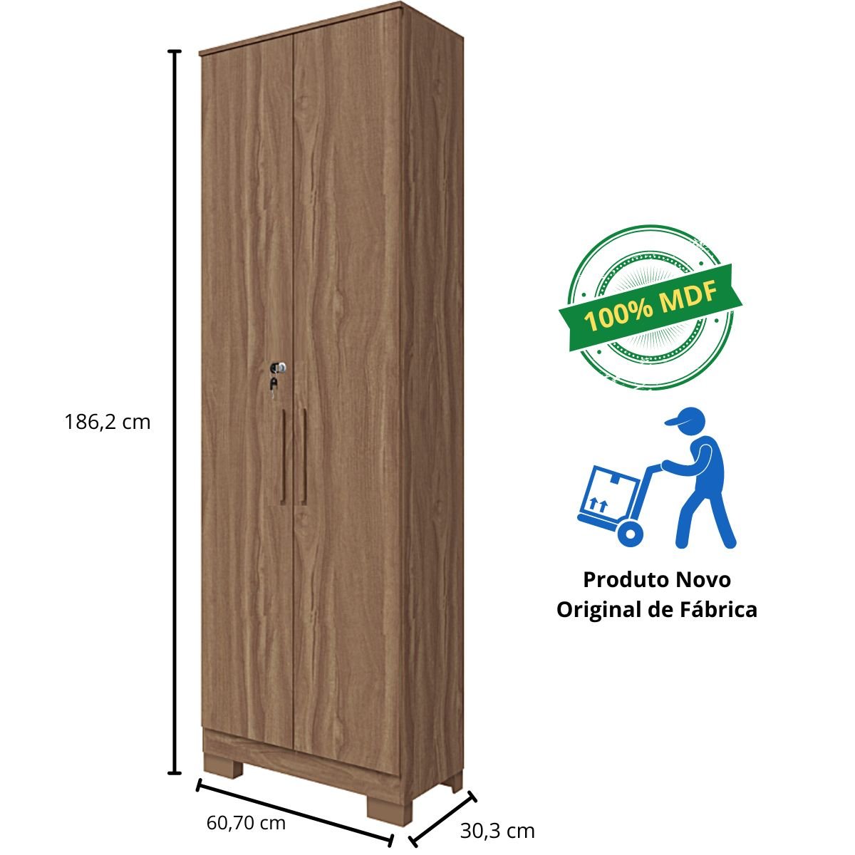 Armário Multiúso 2 Portas com Chave Lavanderia Cozinha Sapateira Faura Móveis - Sevilha ...