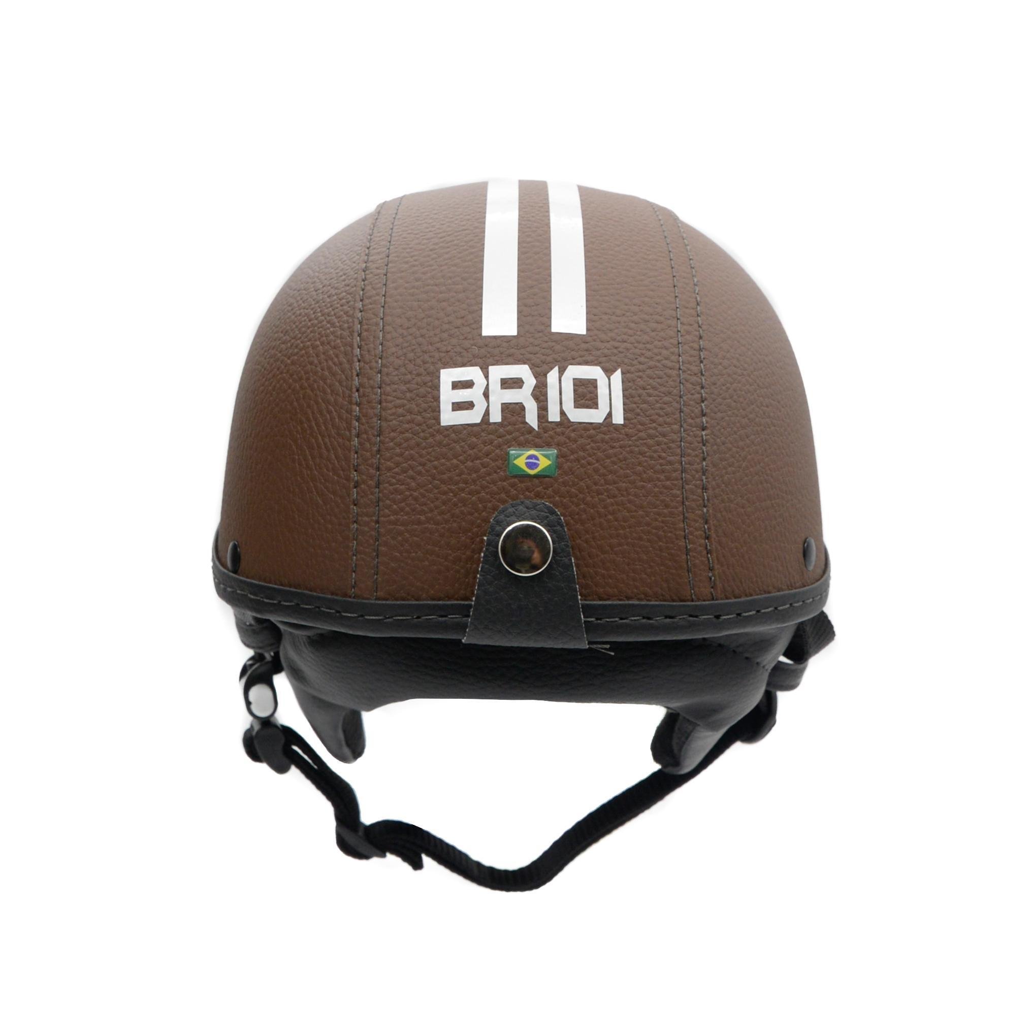 Capacete Coquinho Scooter Moto Elétrica Bike Couro Marrom | MadeiraMadeira
