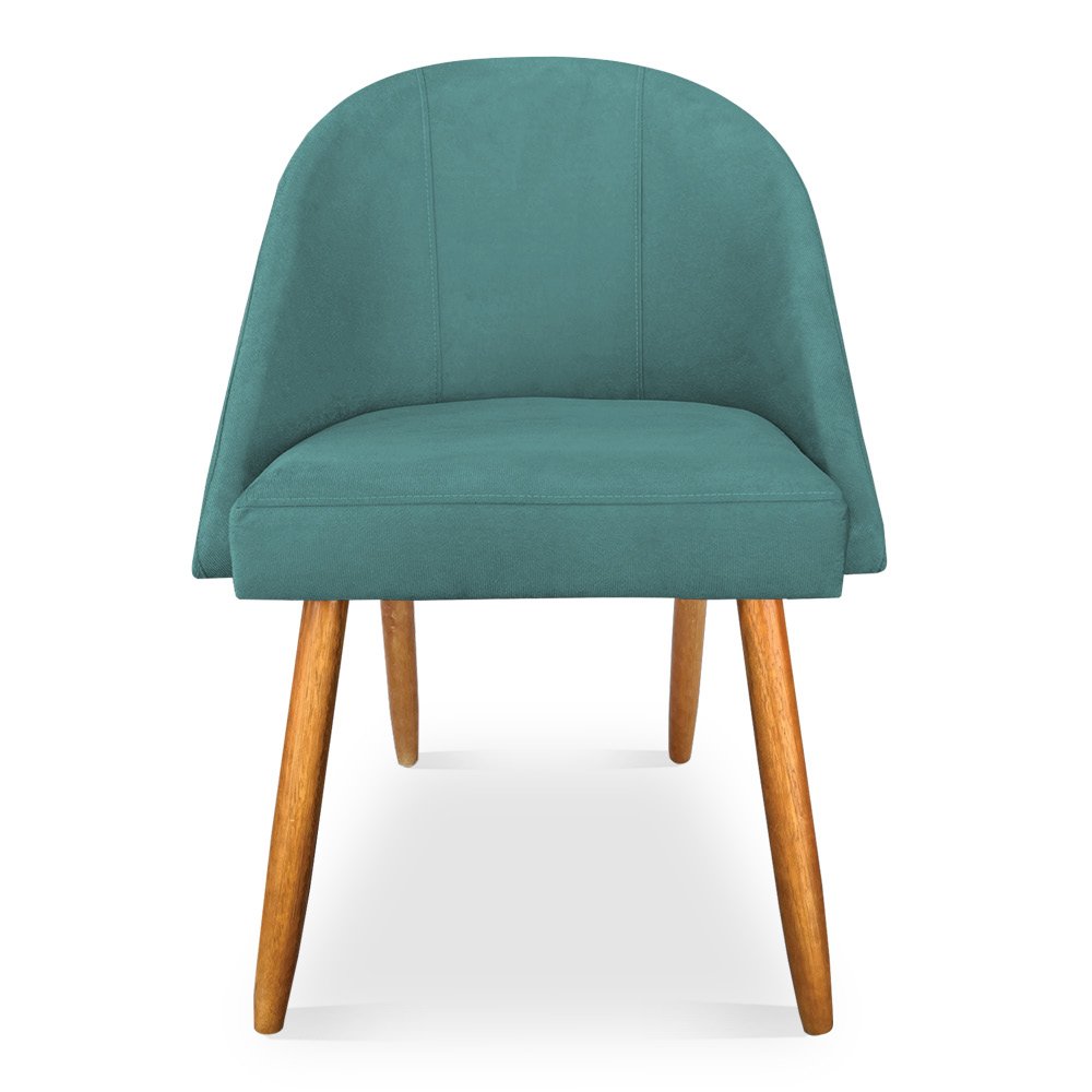 Kit 02 Cadeiras Jantar Bela Suede Azul Turquesa Pés Palito Castanho ...