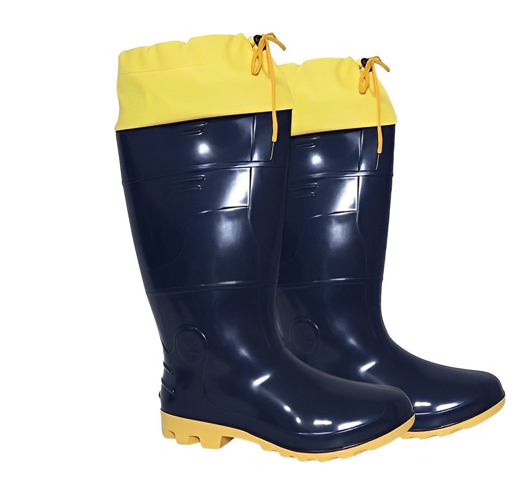 Bota Galocha Borracha Pvc Impermeável Azul/amarela C/amarra Kadesh 39 ...