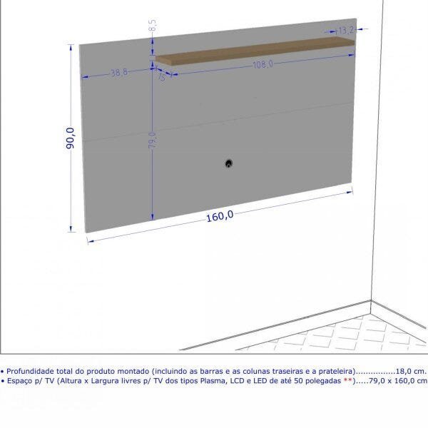 Painel para TV até 50 Polegadas Móveis Bechara | MadeiraMadeira